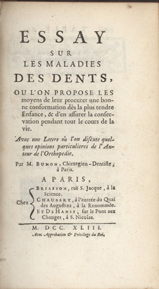 Essay sur les maladies des dents | Robert Bunon